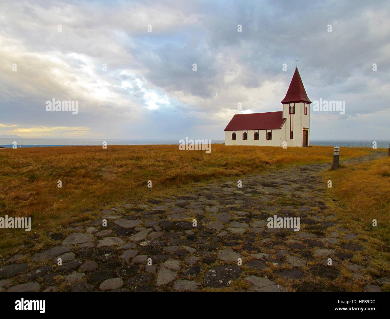 Isolated church in Hellnar, Iceland Stock Photo - Alamy