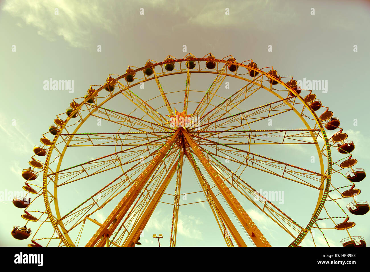 Ride on Ferris wheel in Amusement Park.Detail And Silhouette of Ferris ...