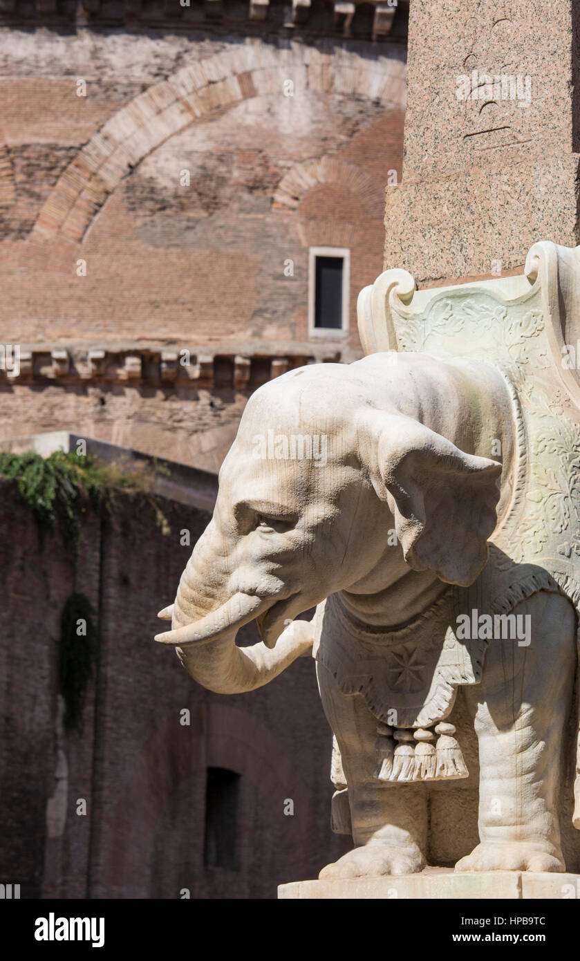 Bernini's 'Little Elephant' in Piazza della Minerva with The Pantheon ...