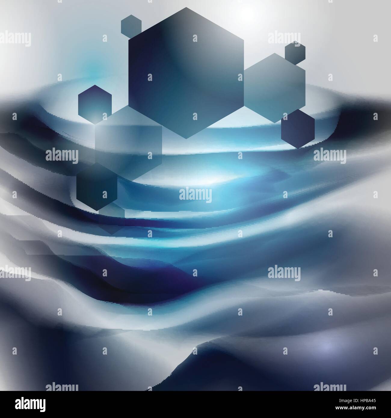 Abstract Hexagon Background with Waves - Vector Illustration Stock ...