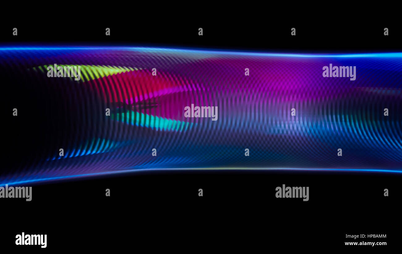 Sound waves in the visible blue color in the dark Stock Photo - Alamy