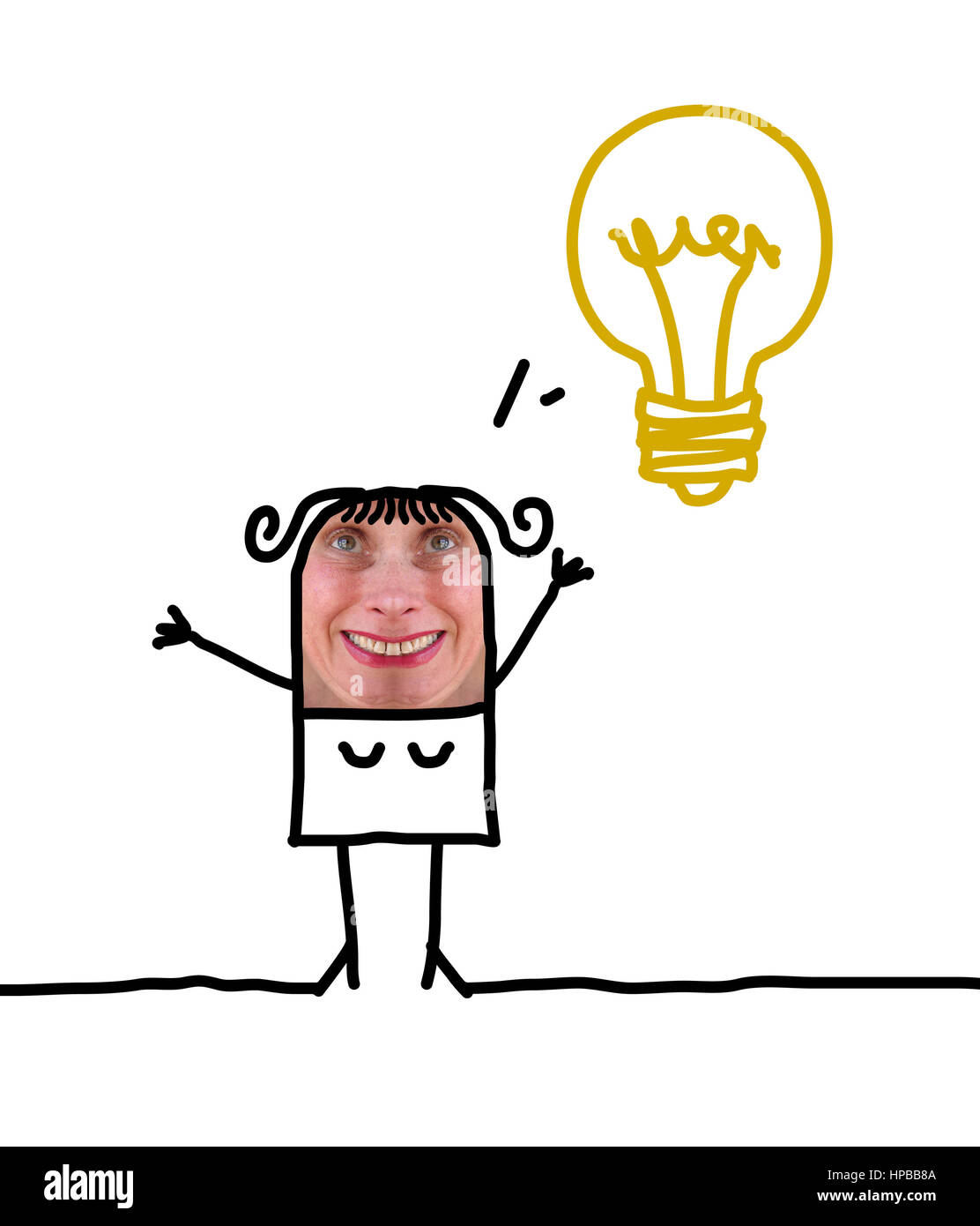 Cartoon people - woman and lightbulb Stock Photo - Alamy