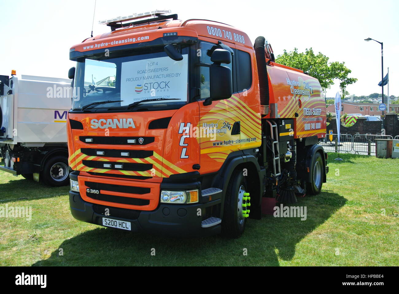 Scania G360 Road Sweeper Lorry parked on display Stock Photo - Alamy
