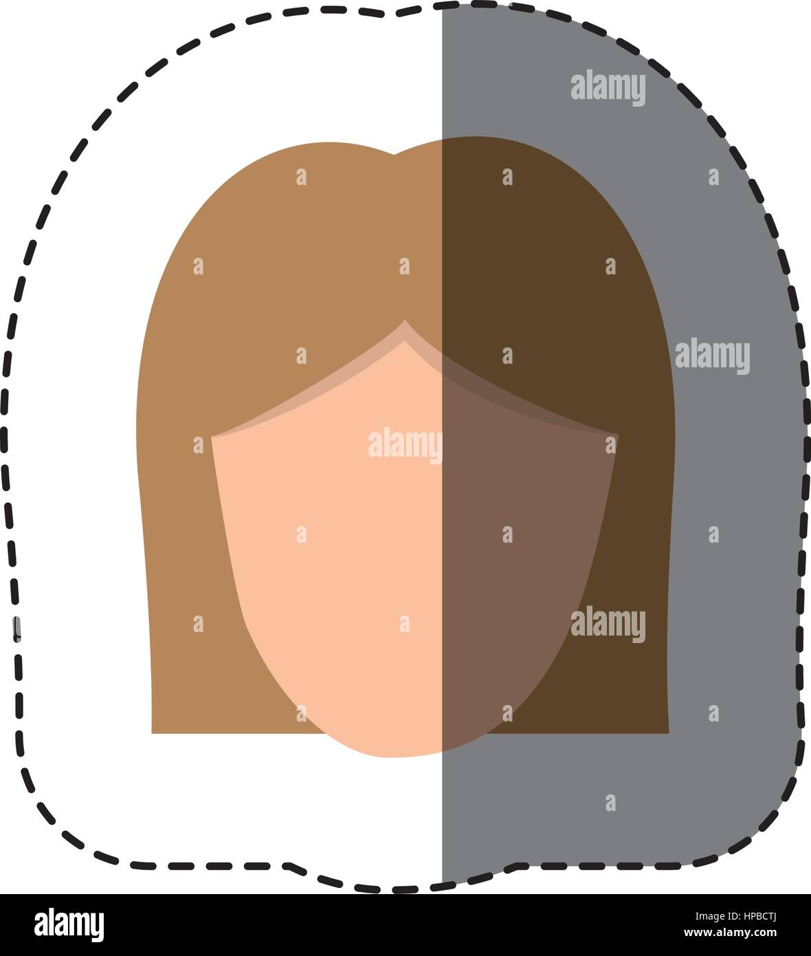 color sticker with head of woman with light hair without face Stock ...