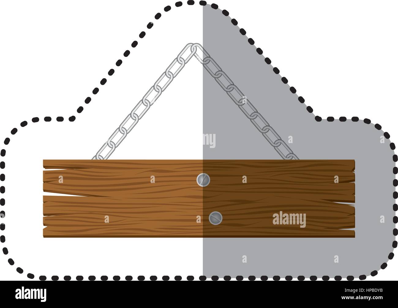 sticker piece wooden sign board with chains Stock Vector Image & Art ...