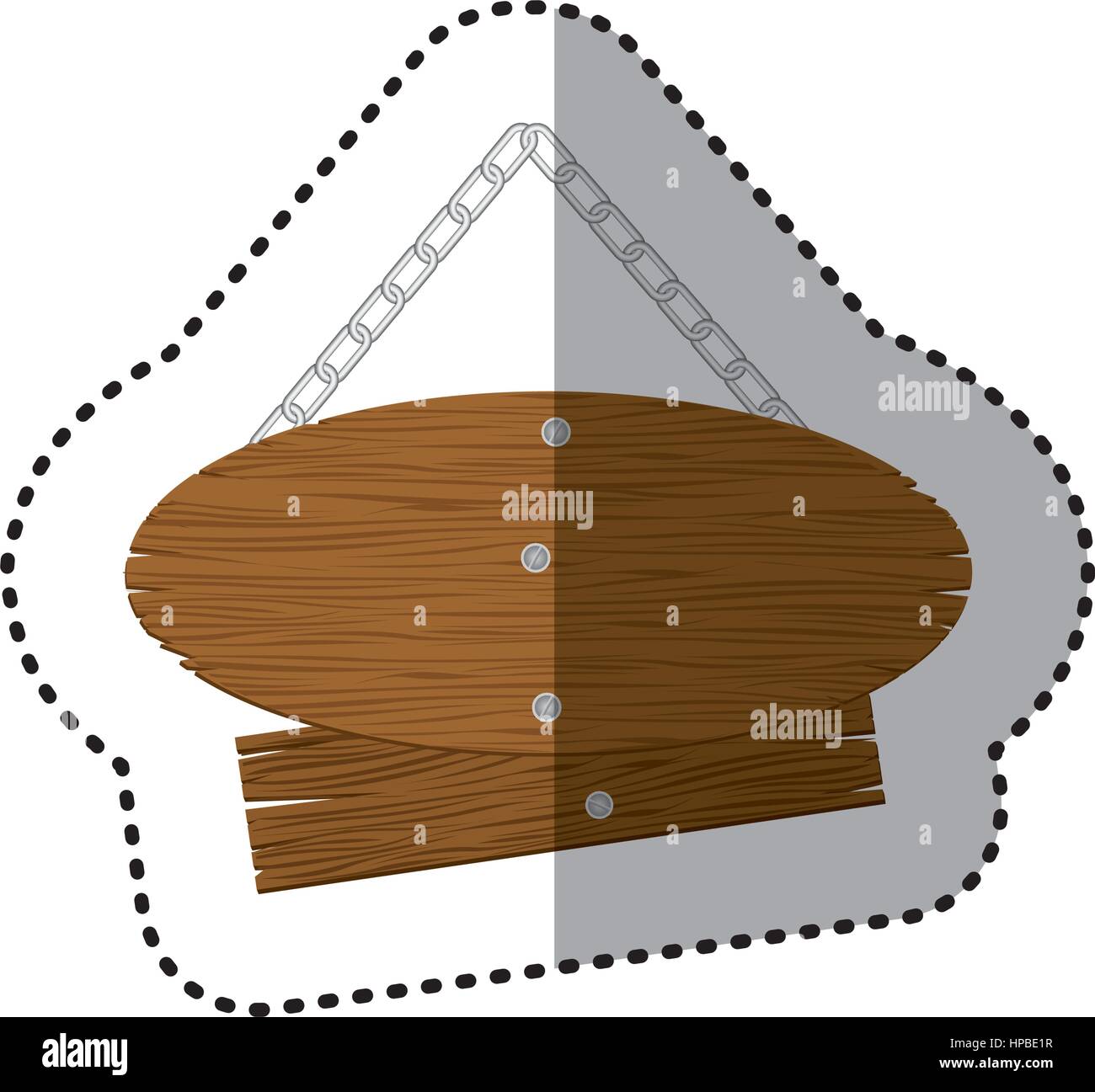 sticker pair pieces wooden sign board with chains Stock Vector Image ...