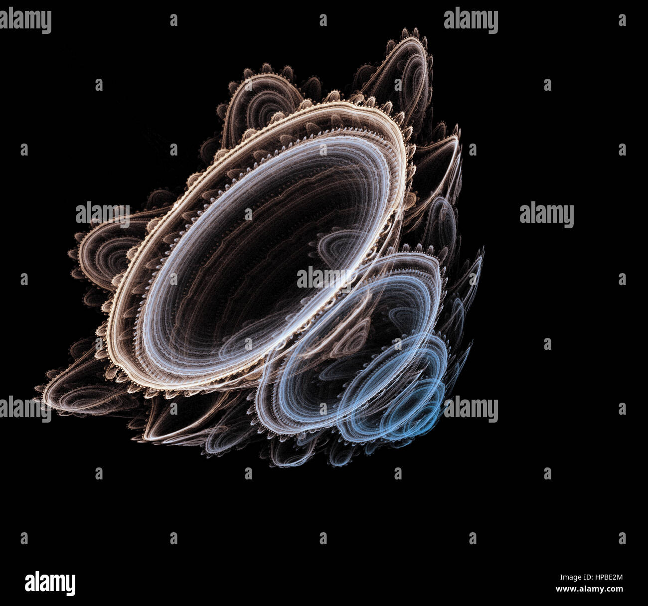 Fiery red space worm. Abstract background. Isolated on black background ...