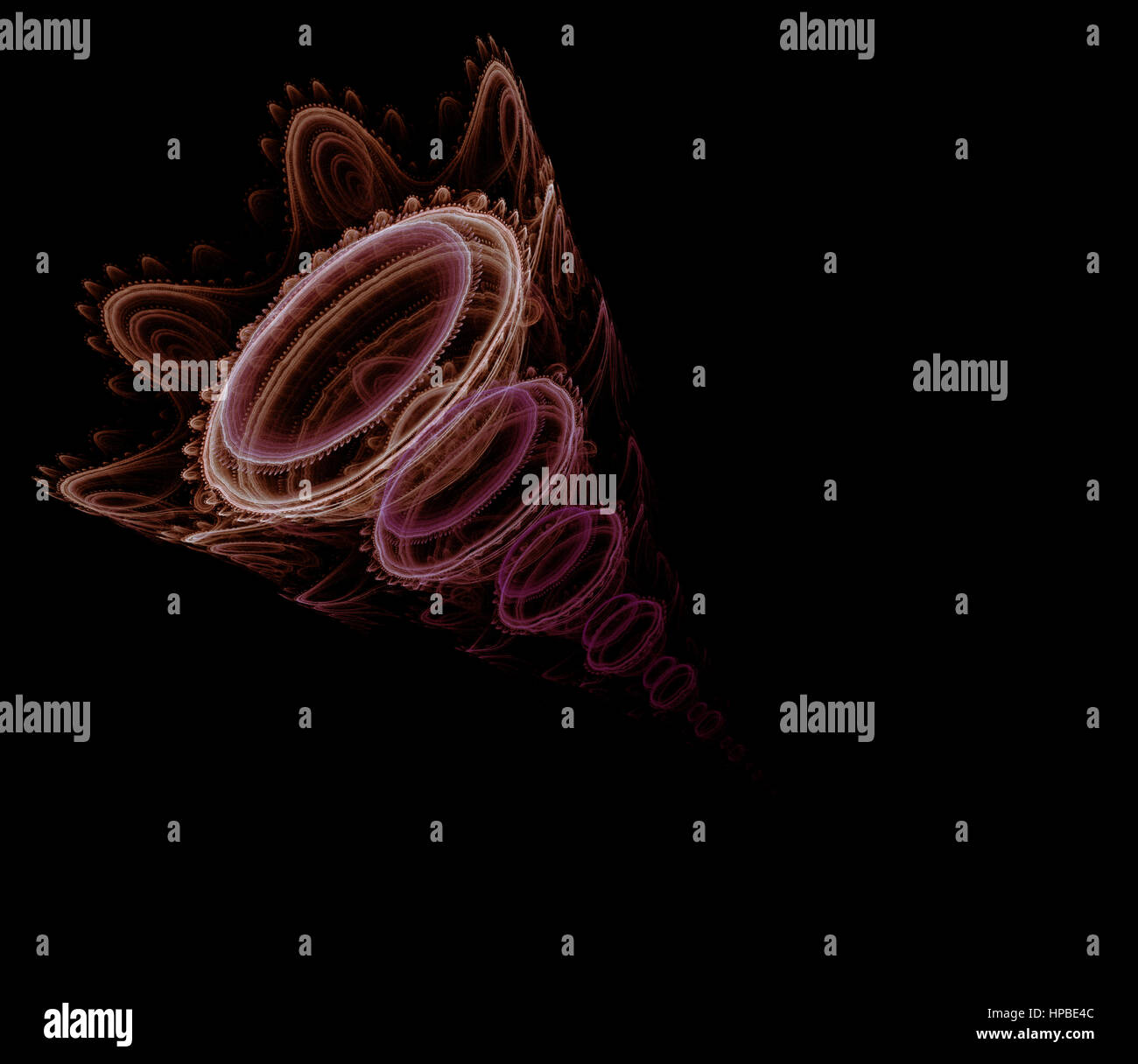 Fiery red space worm. Abstract background. Isolated on black background ...