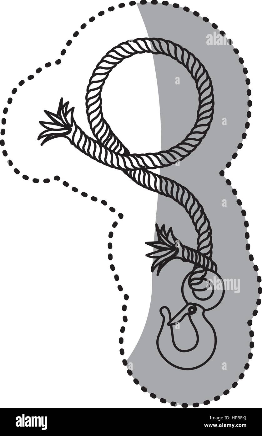 sticker silhouette realistic nautical break rope with metal hook Stock ...
