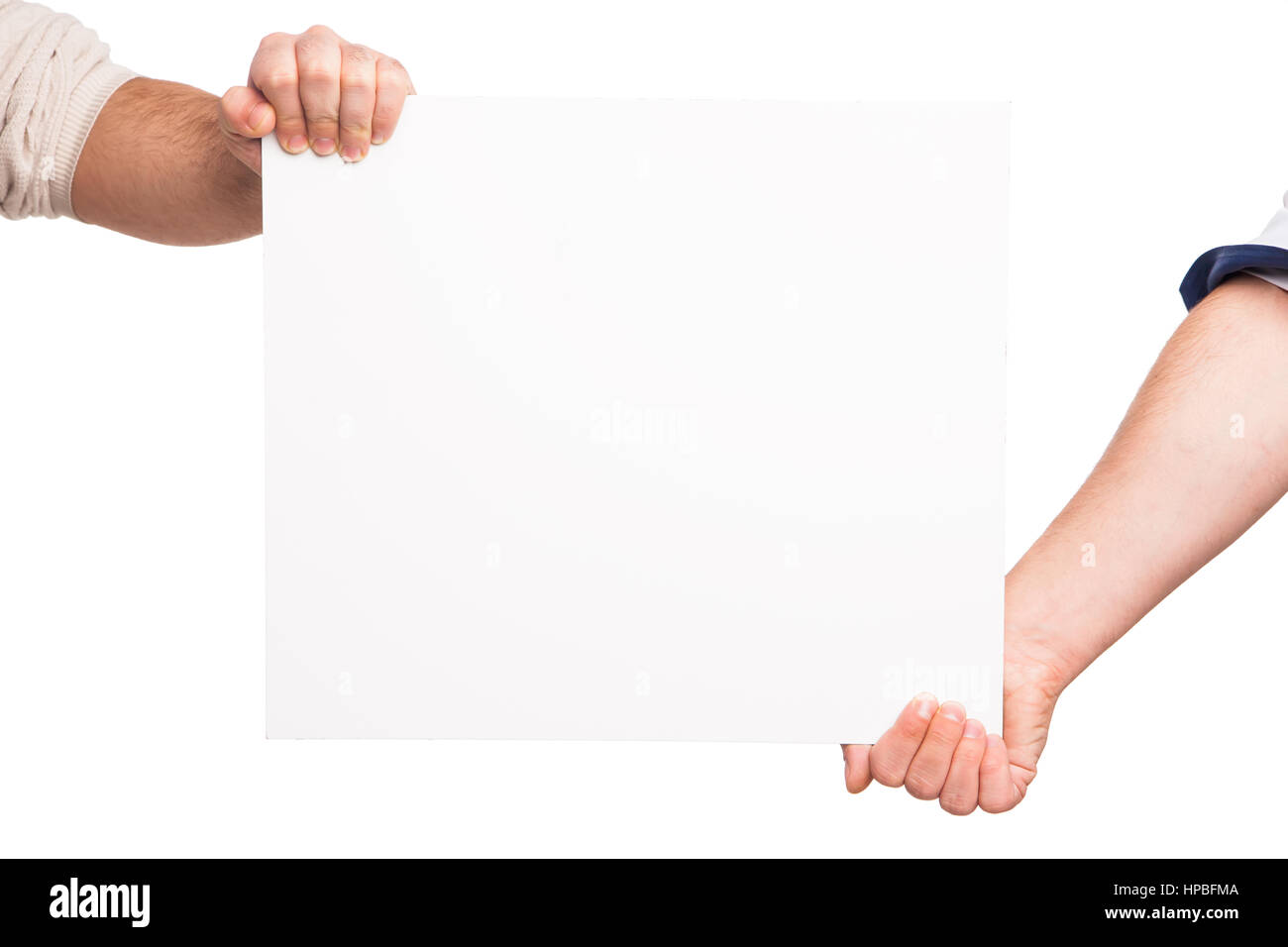 Hands holding a blank white board Stock Photo - Alamy