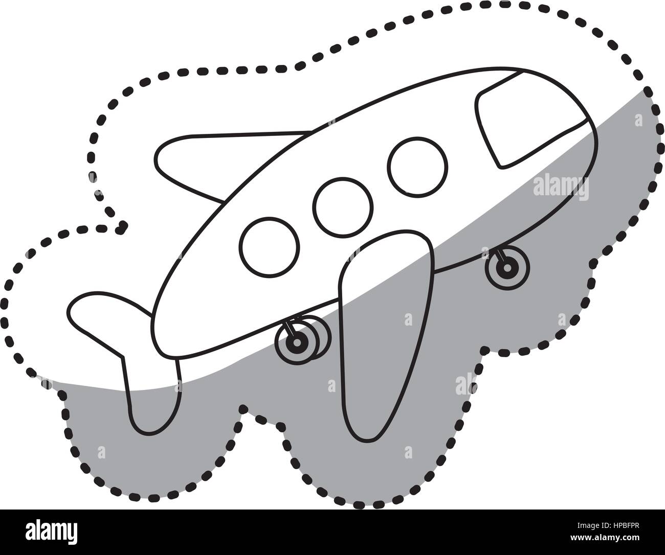 sticker silhouette cartoon jet airplane transport icon design Stock ...