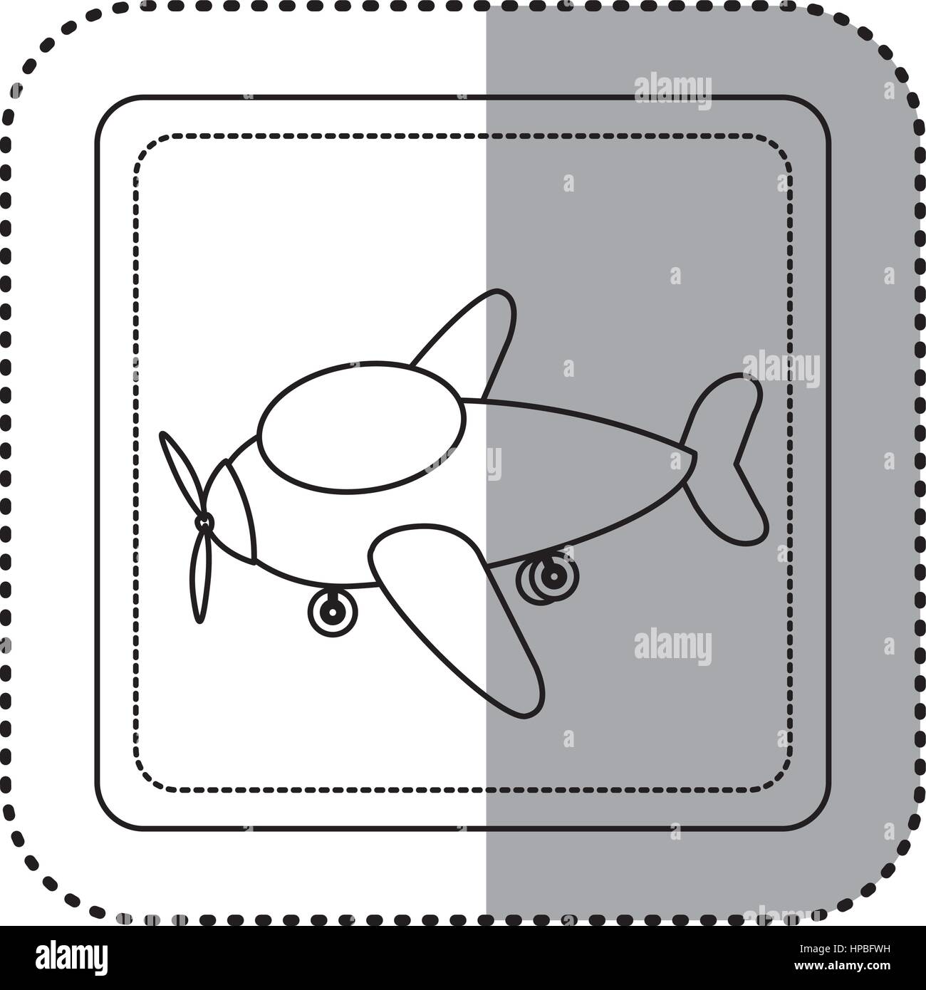 sticker silhouette square button cartoon airplane transport icon design ...