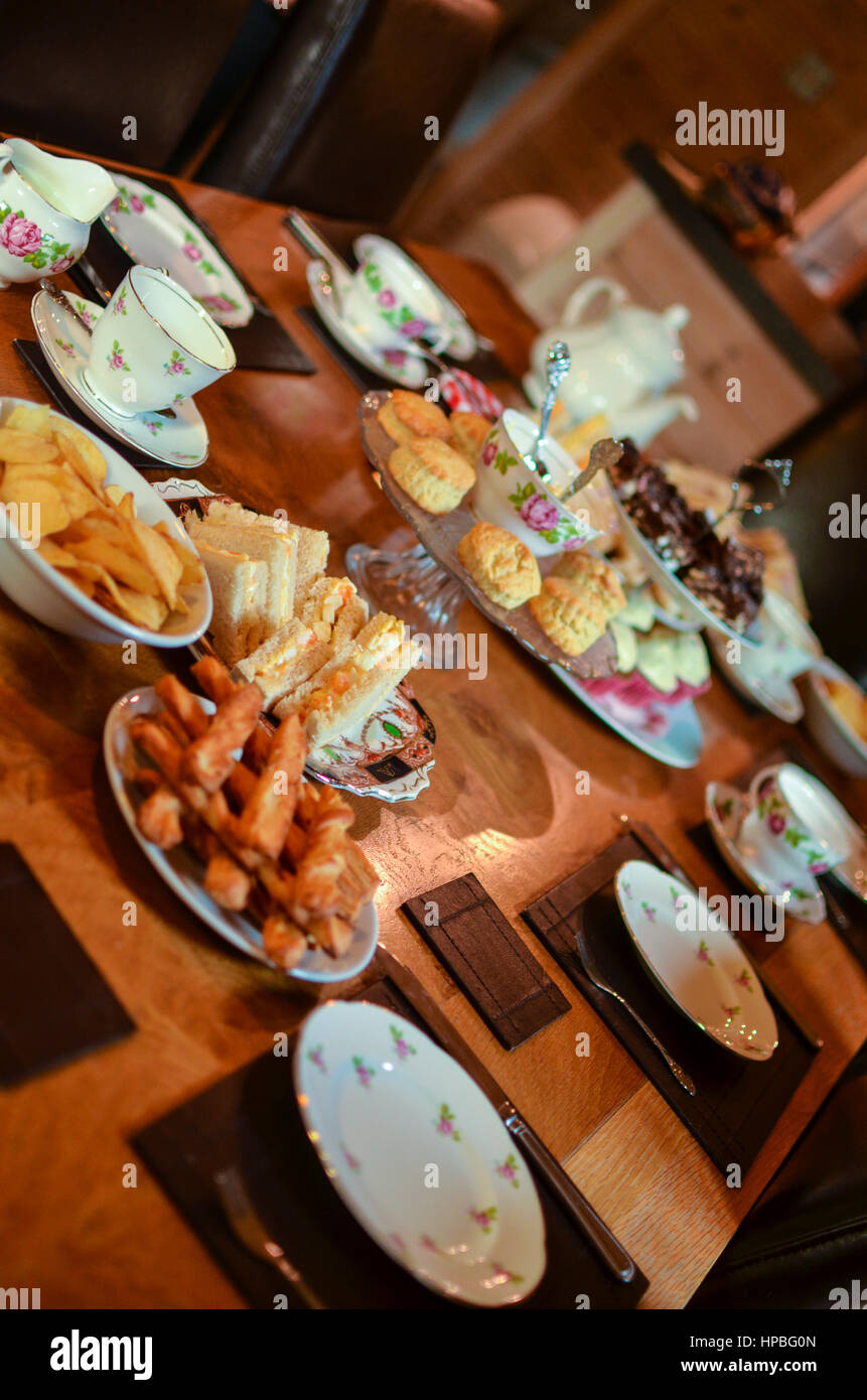 Table set up for afternoon tea Stock Photo - Alamy