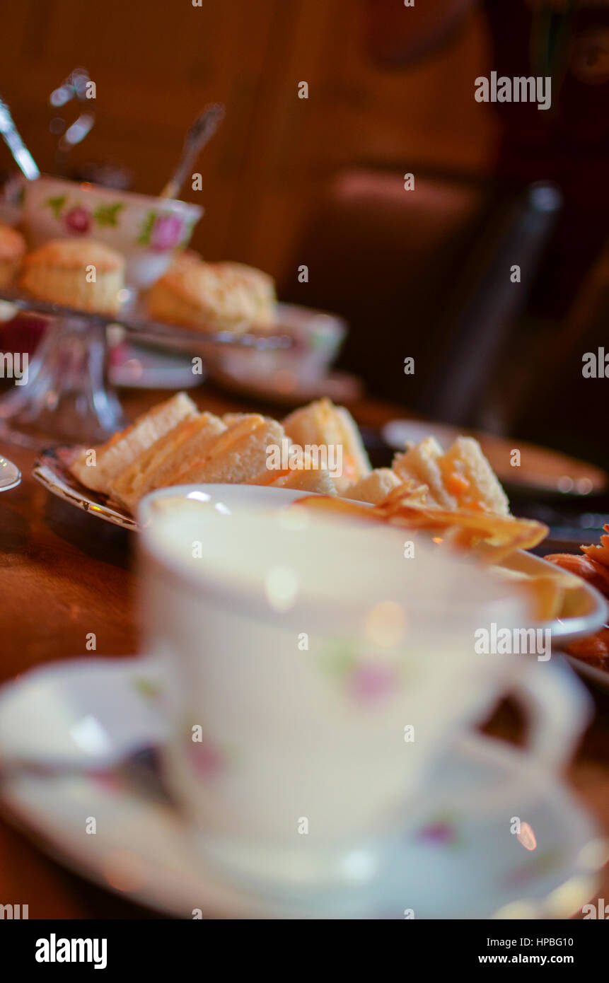 Table set up for afternoon tea Stock Photo - Alamy
