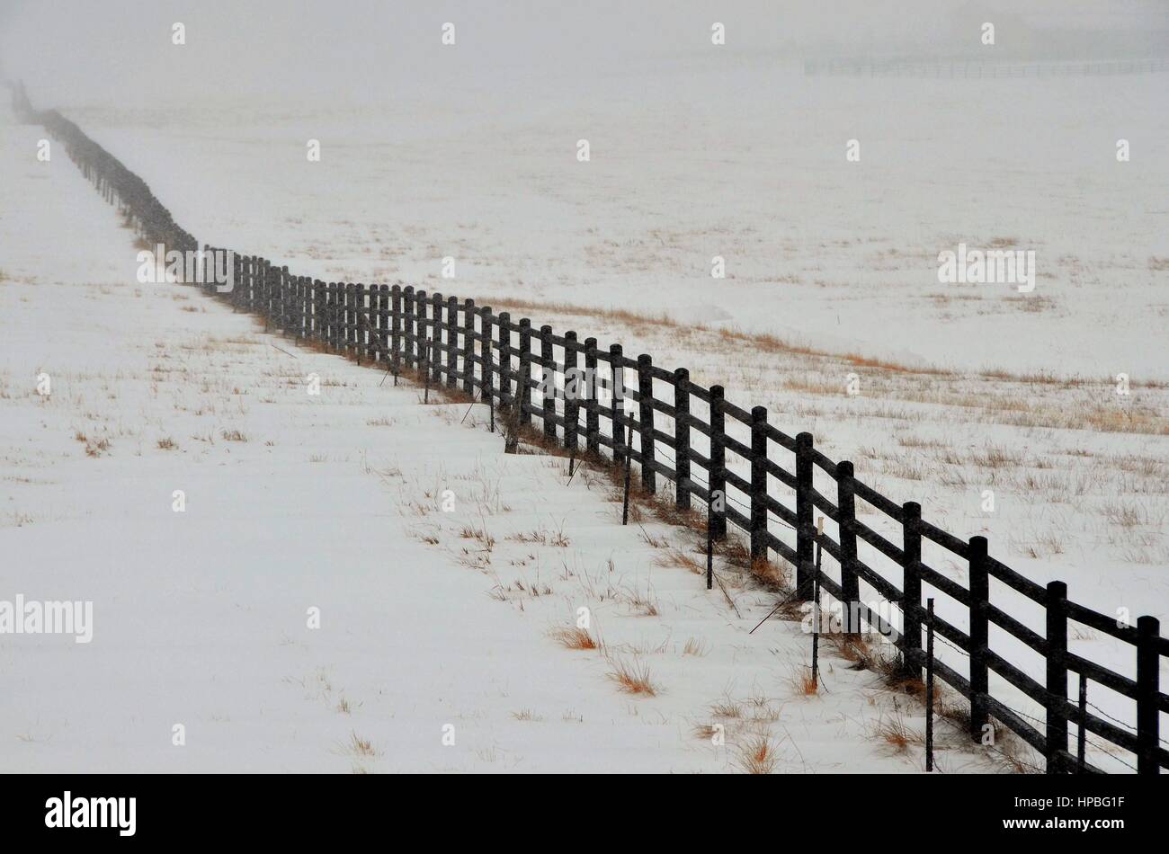 Long Wooden Fences Stock Photo - Alamy