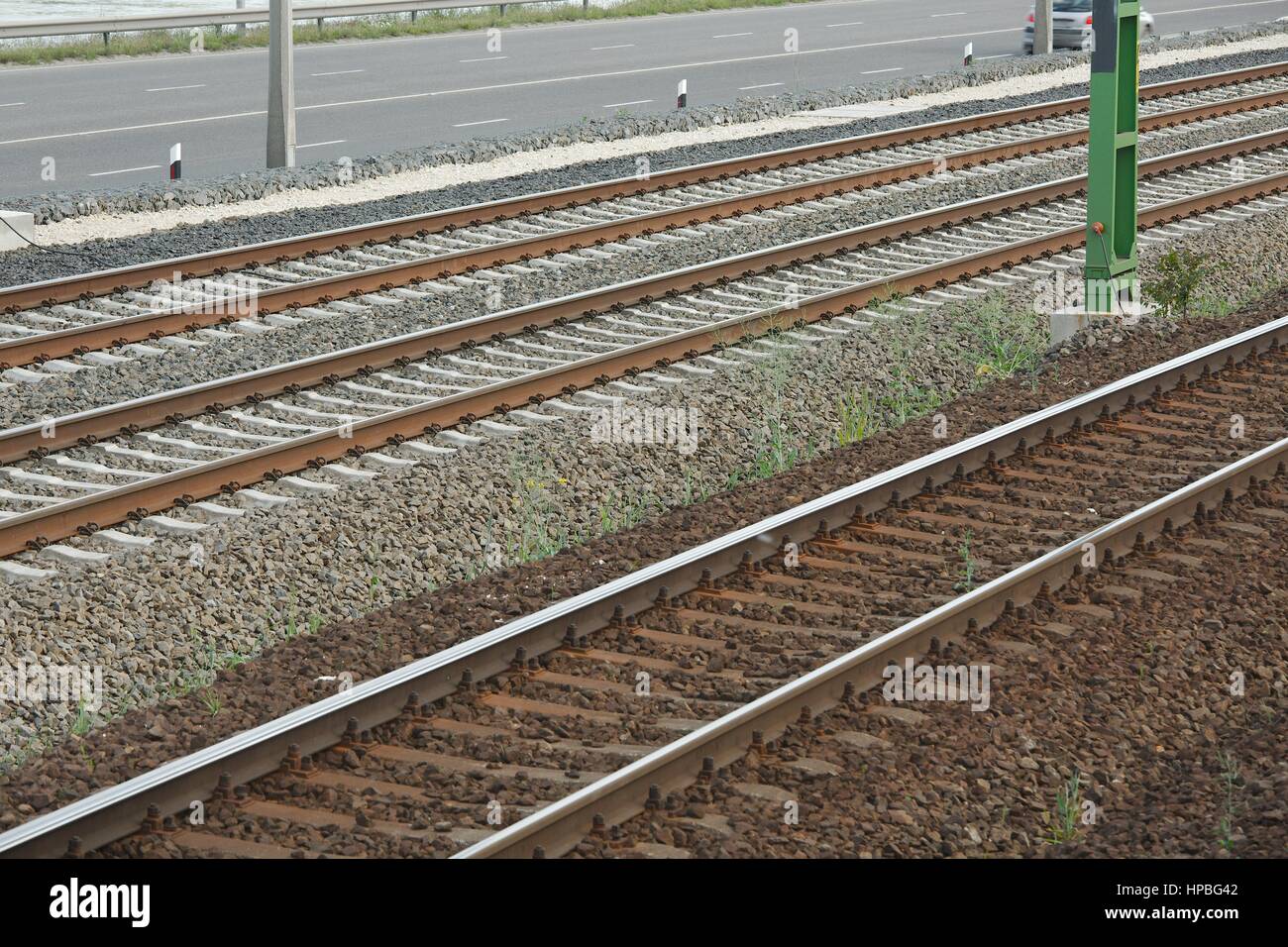 Railway tracks closeup Stock Photo - Alamy