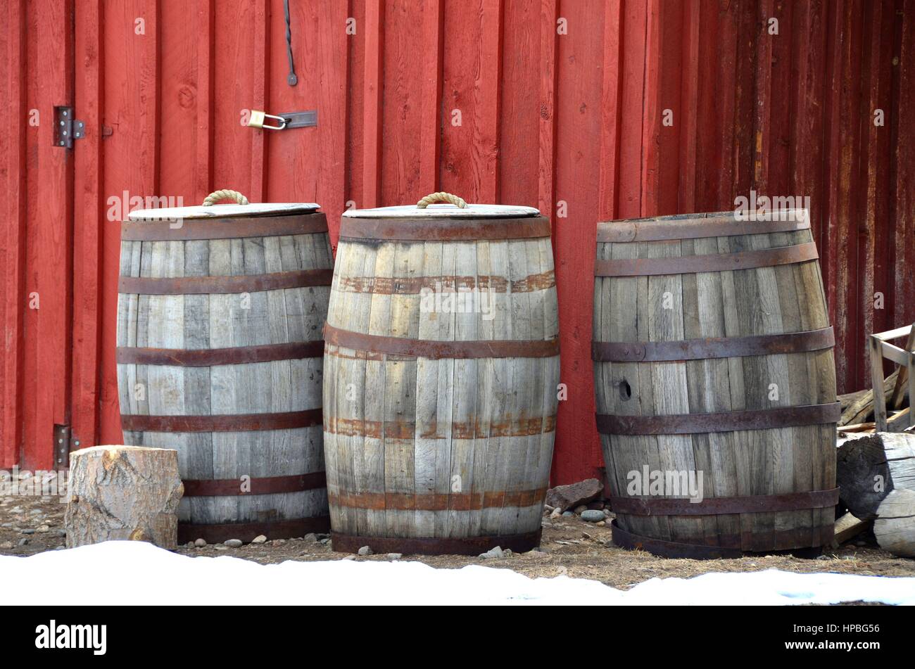 Old Water Barrels Stock Photo - Alamy