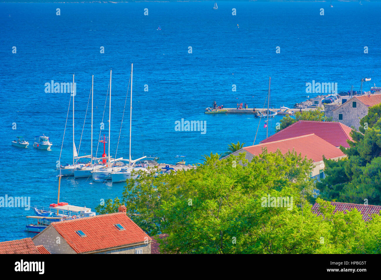 Aerial view on coastal town Bol, Croatia Stock Photo - Alamy