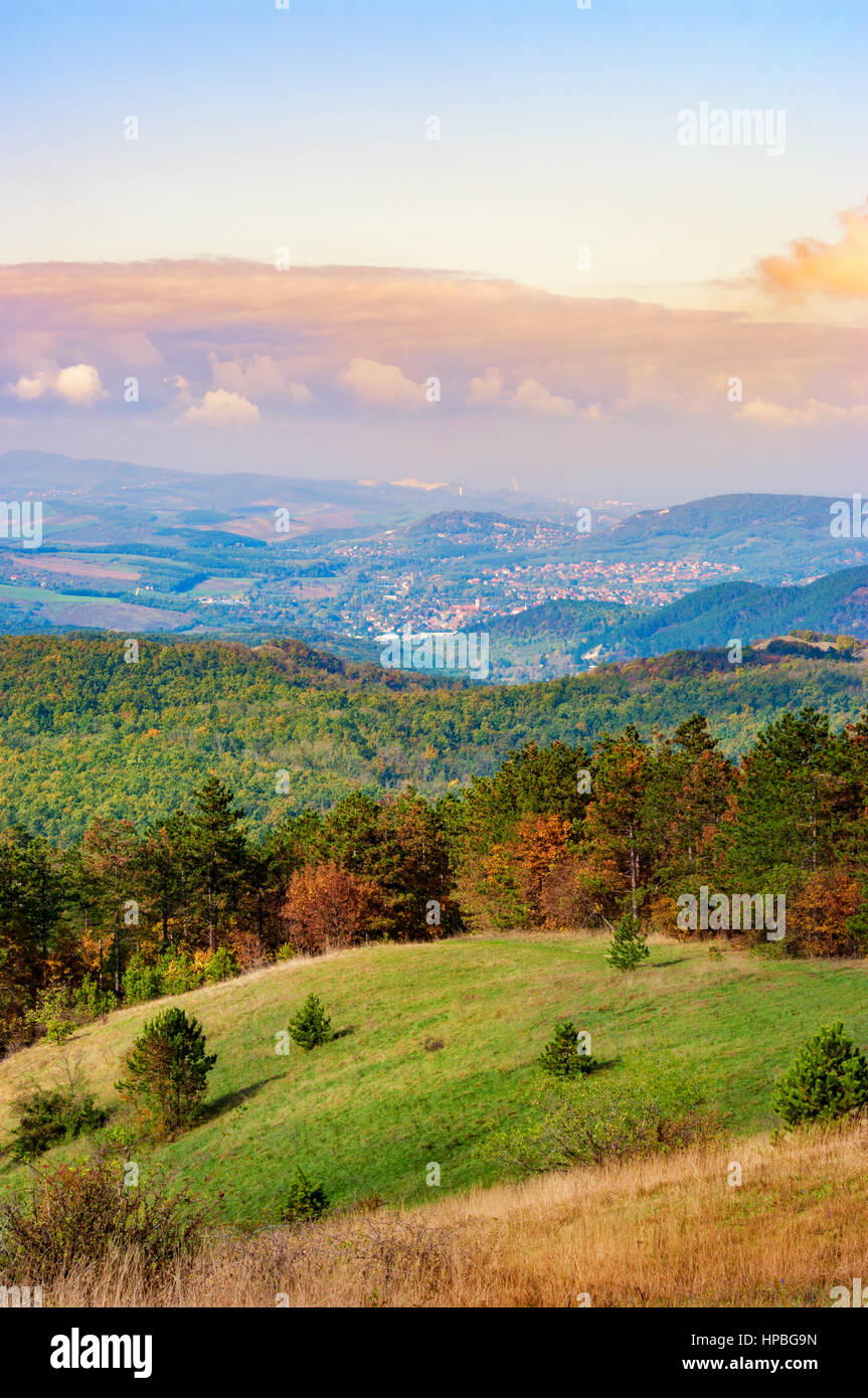 Rolling hills landscape, Pilis mountain Hungary Stock Photo - Alamy