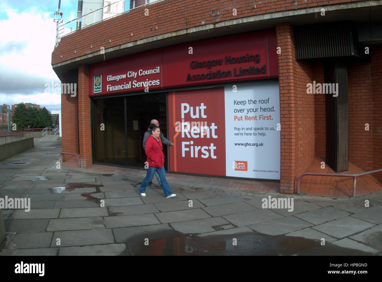 council rent office with put rent first sign to deter rent arrears and ...