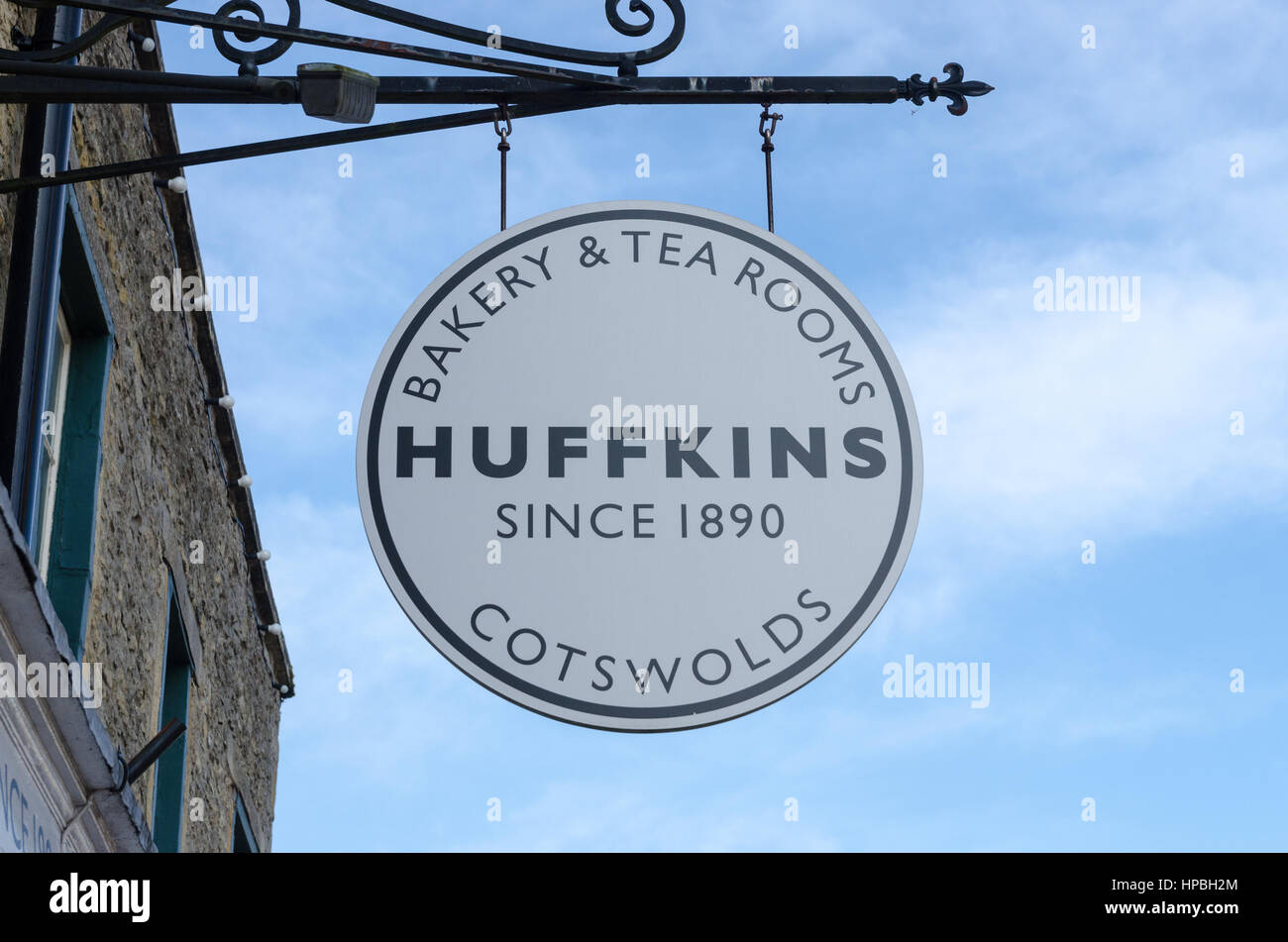 Sign for Huffkins Bakery and Tea Rooms in Stow-on-the-Wold in the ...