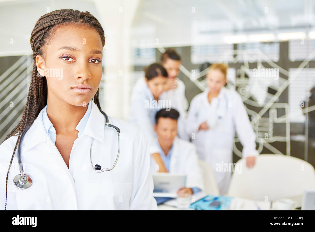 African woman as doctor or nurse in medical school apprenticeship Stock ...