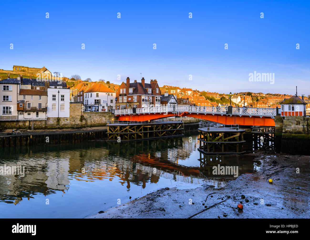 Whitby Bridge over the River Esk, Whitby Harbour, North Yorkshire ...