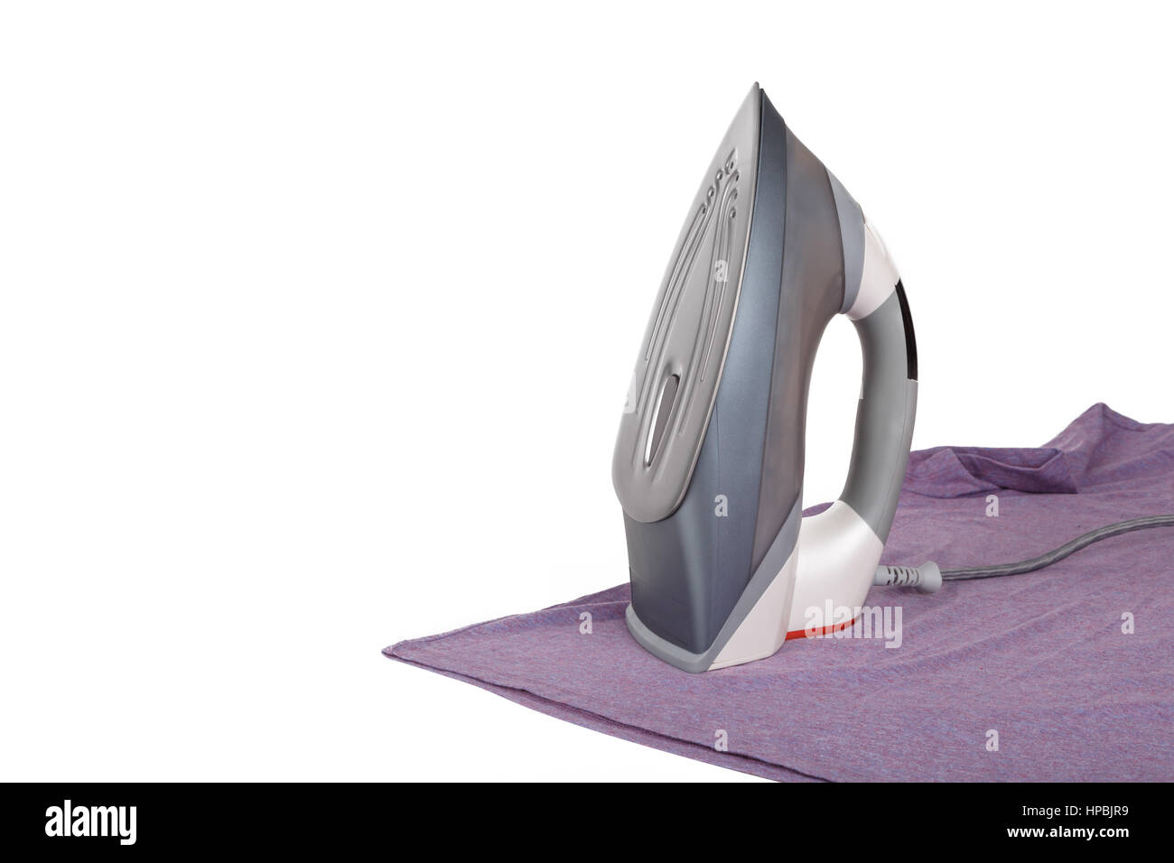 Iron and cloth, isolated on white background Stock Photo - Alamy