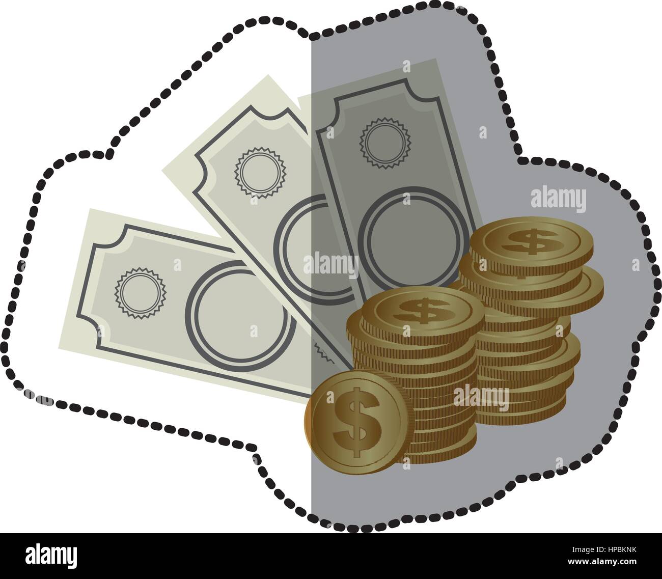 sticker money bills and coins Stock Vector Image & Art - Alamy