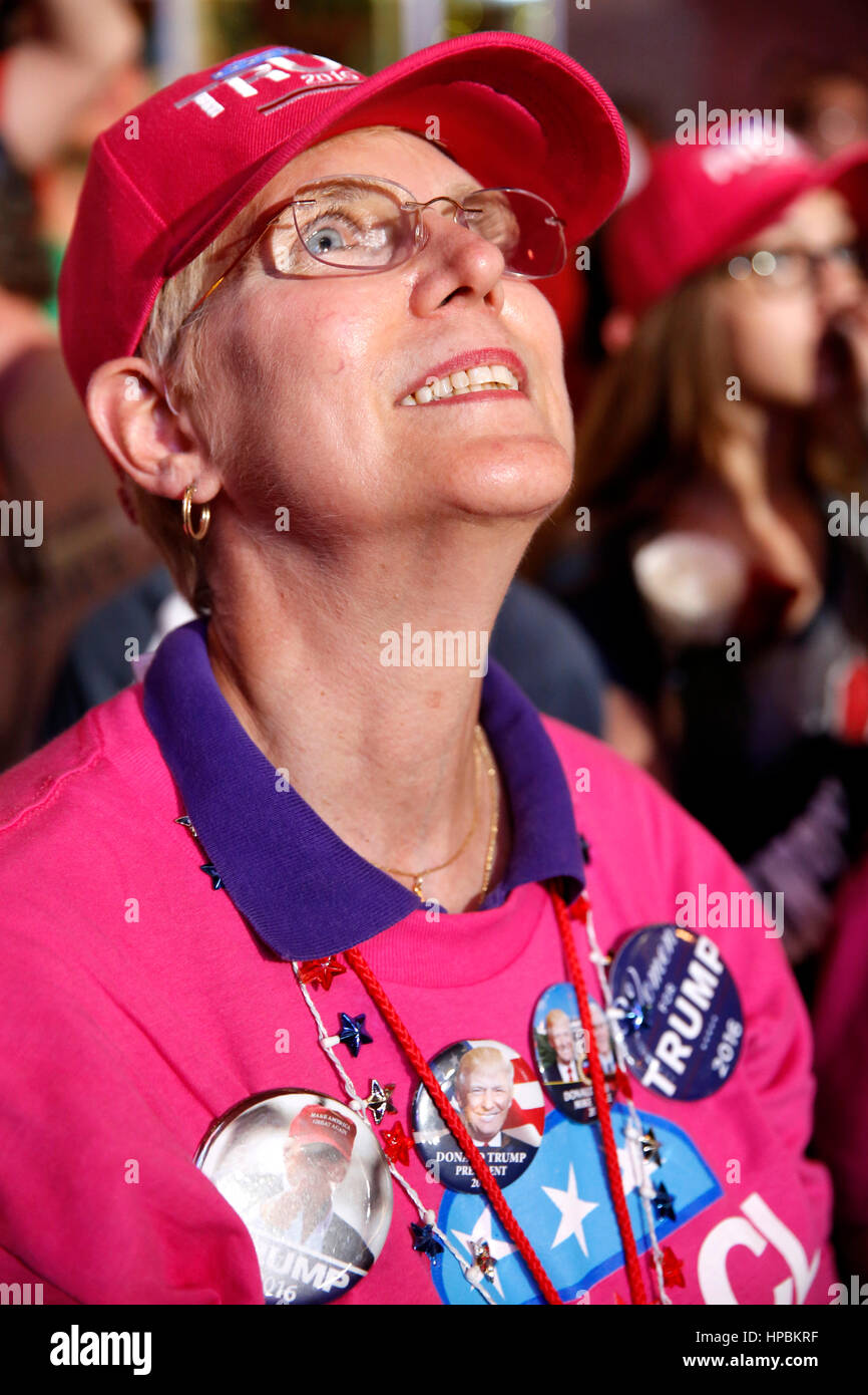 Cheryl Surber of Fort Worth, Texas, watches Donald Trump accept the ...