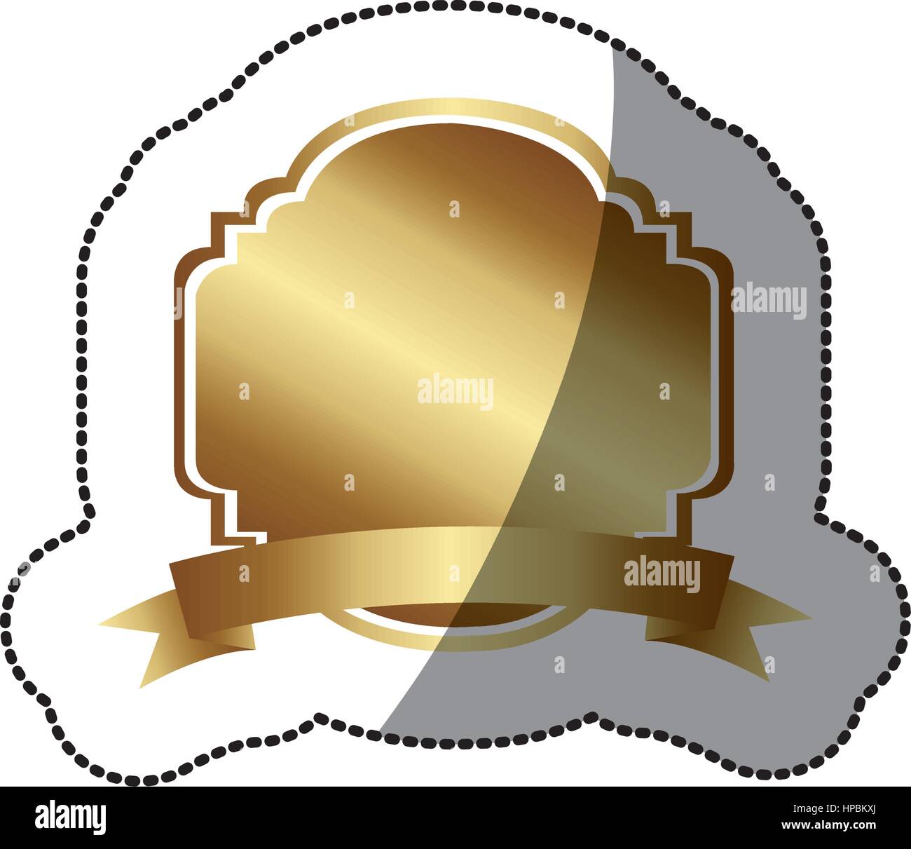 sticker golden decorative heraldic frame design with ribbon Stock ...