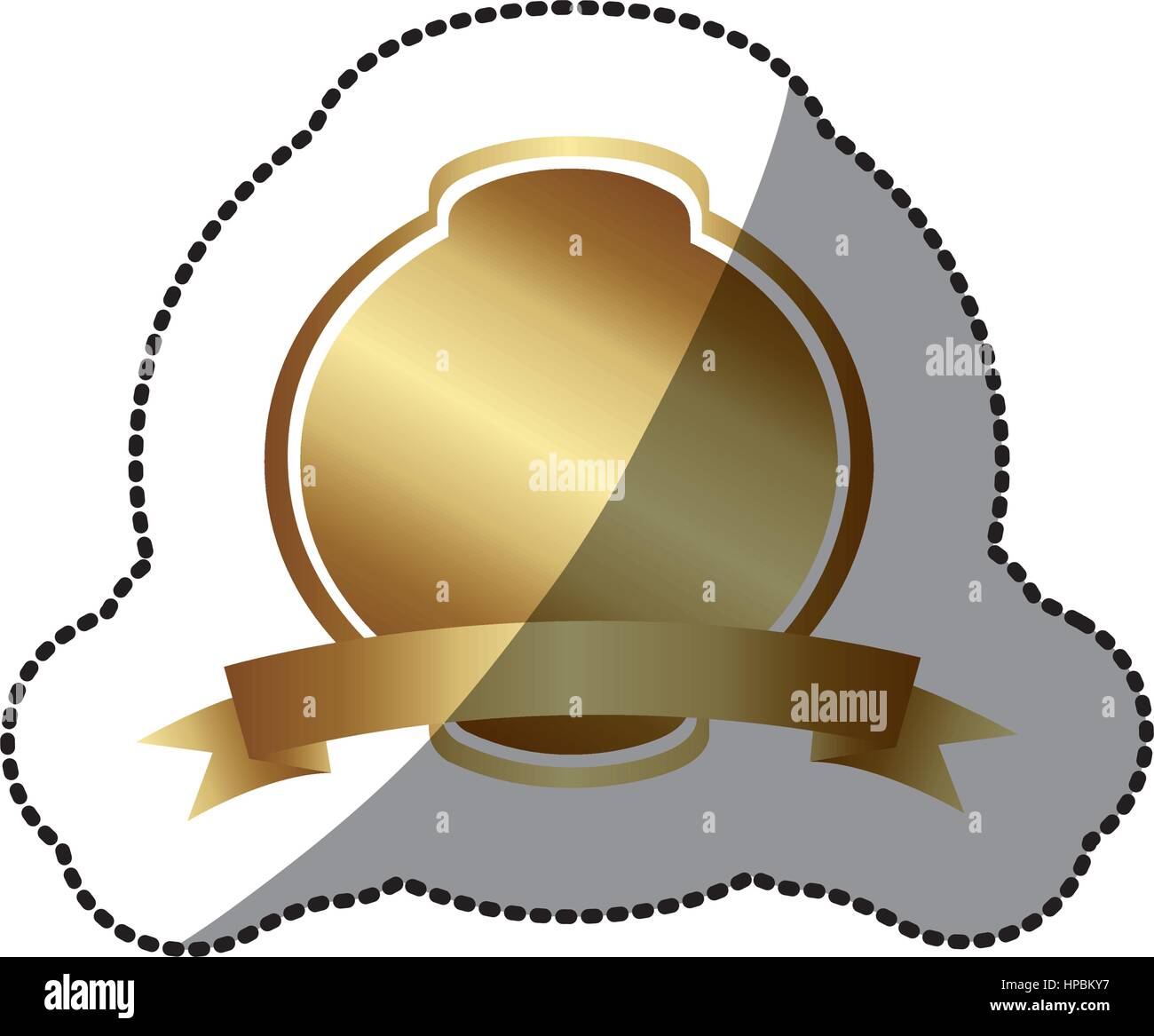 sticker golden decorative heraldic rounded frame design with ribbon ...