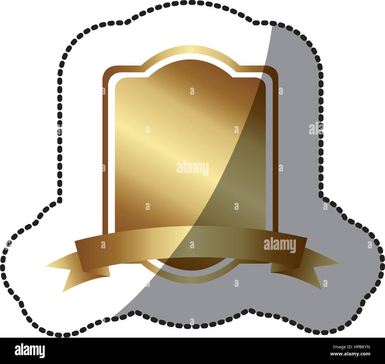 sticker golden decorative heraldic curved rectangle frame design with ...