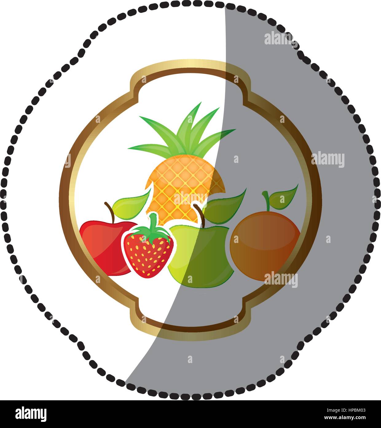 sticker colorful silhouette rounded heraldic border with still life ...