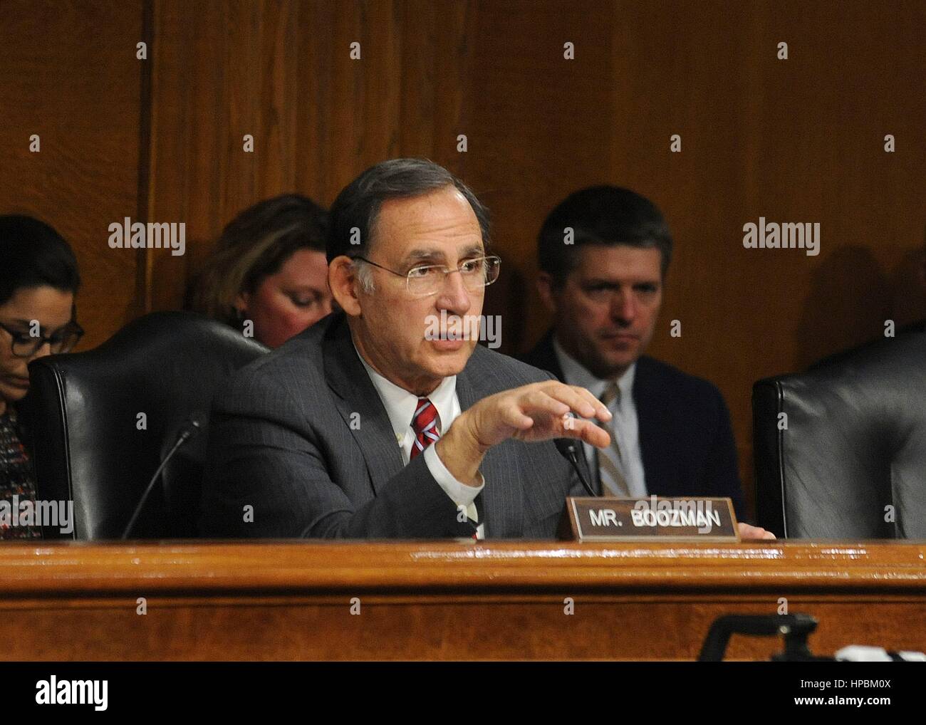 U.S. Senator John Boozman, of Arkansas asks a question of Dr. David ...