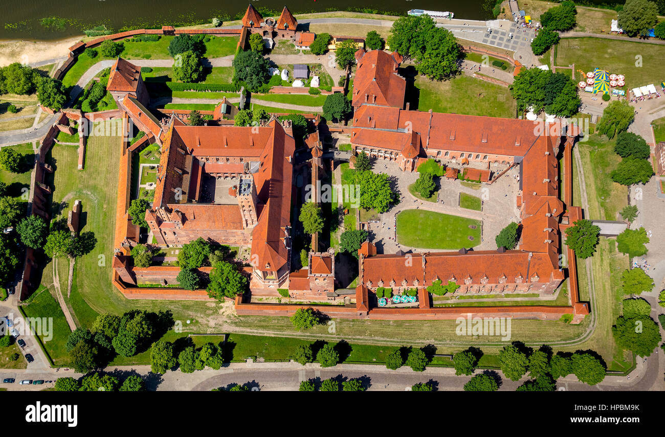 Malbork castle plant, brick gothic, Nogat River, Malbork city, seat of ...