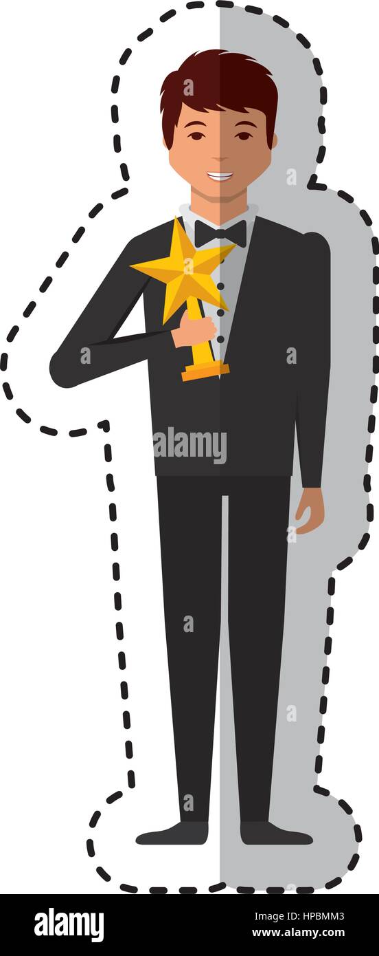 elegant man with trophy winner vector illustration design Stock Vector ...