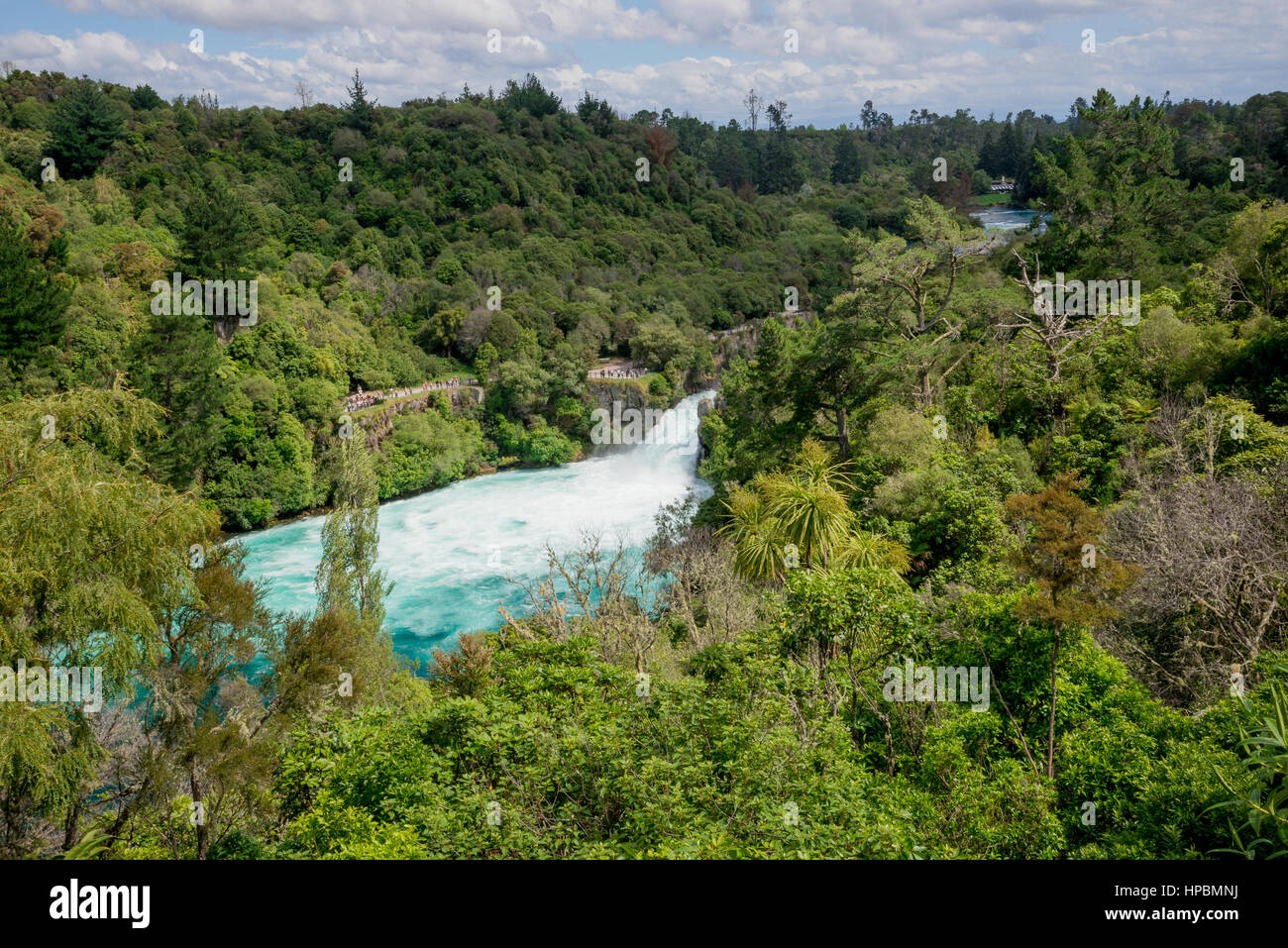A view of Huka falls on Waikato river from the distance, New Zealand ...