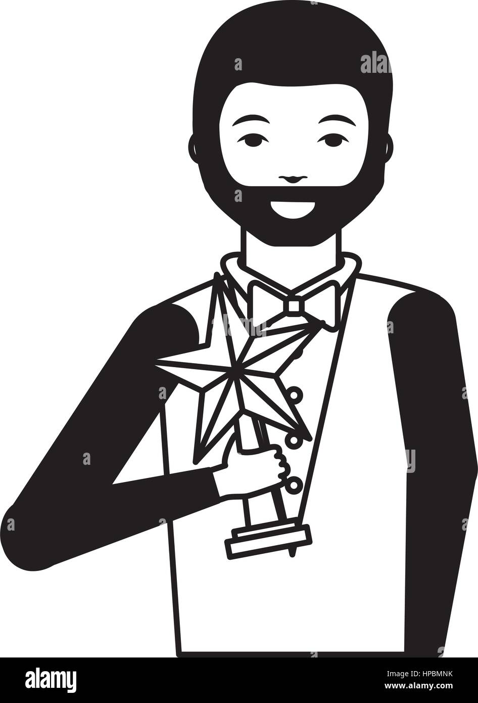 elegant man with trophy winner vector illustration design Stock Vector ...