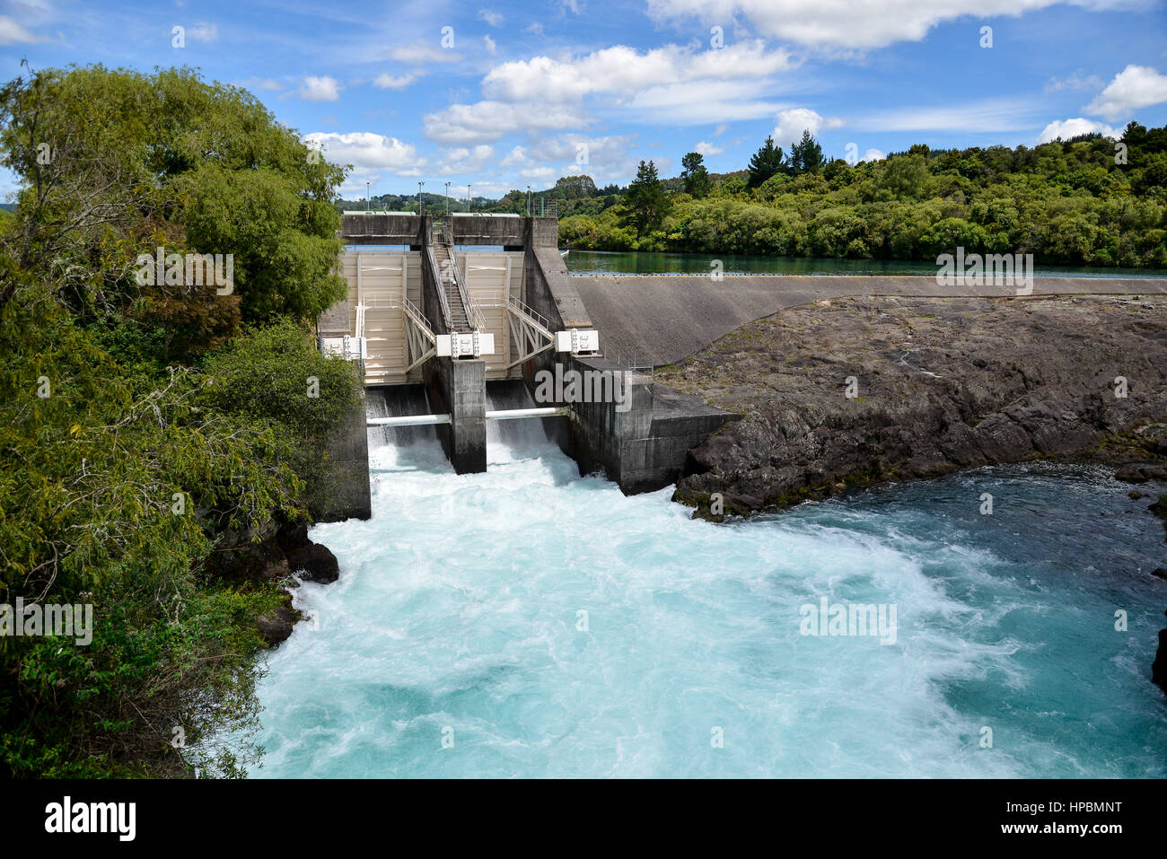 Aratiatia Rapids dam on Waikato river opened with water breaking thru ...