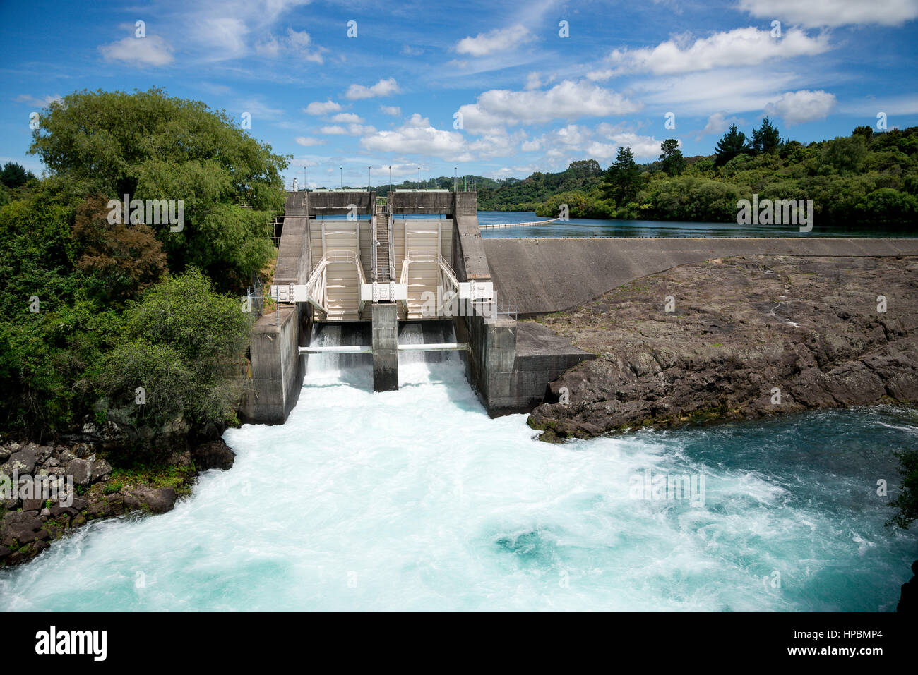 Aratiatia Rapids dam on Waikato river opened with water breaking thru ...
