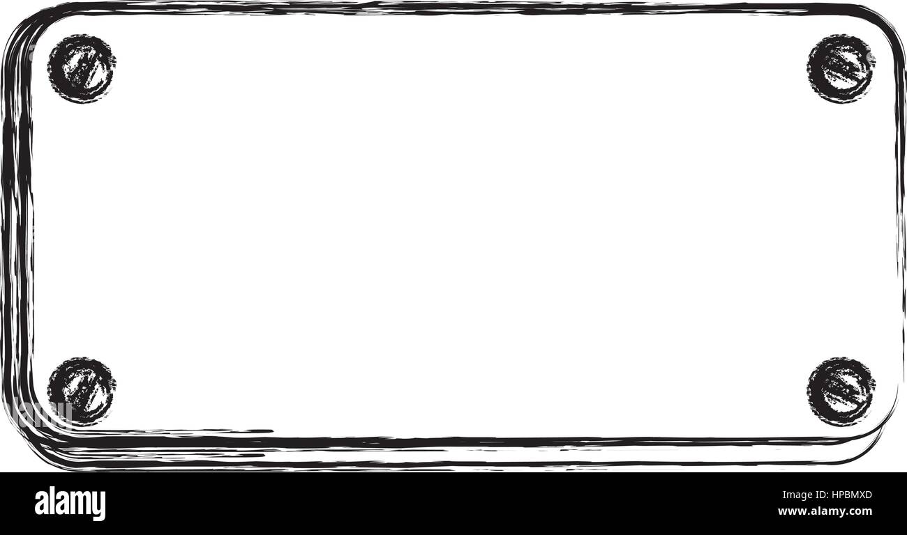 blurred silhouette rectangle warning traffic sign with screws Stock ...