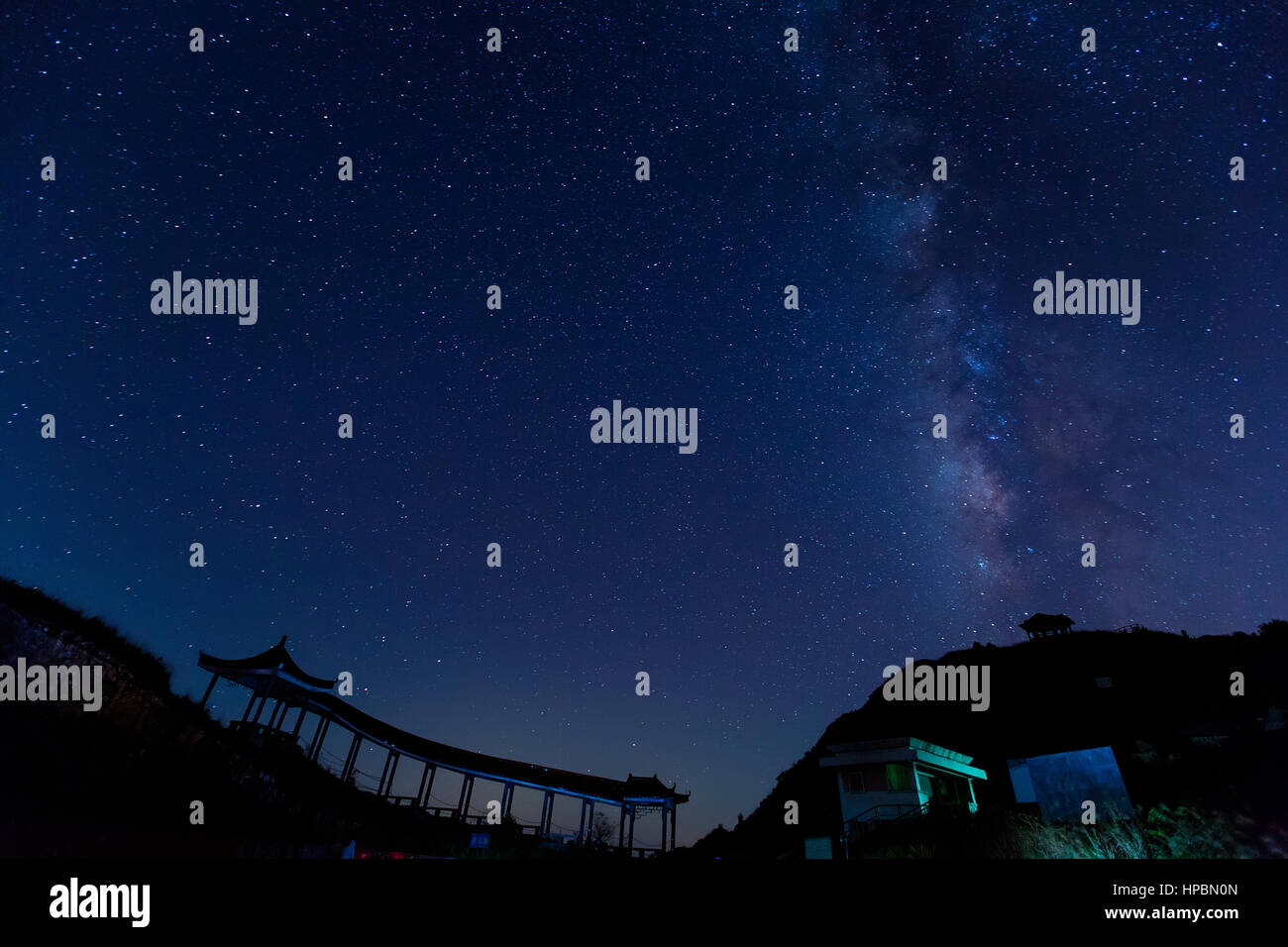 Milky Way over the mountain Stock Photo - Alamy