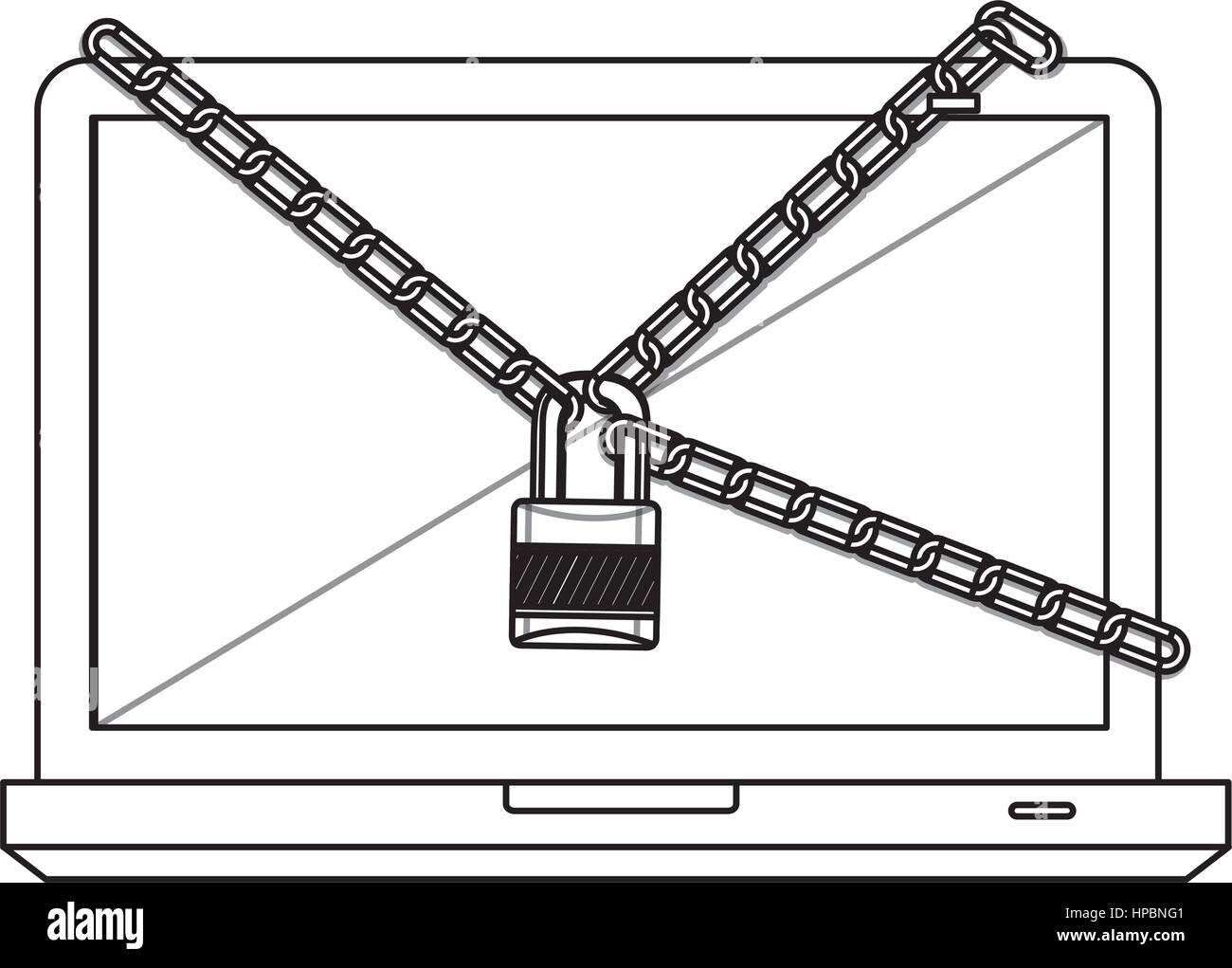 figure computer with chain and lock icon Stock Vector Image & Art - Alamy