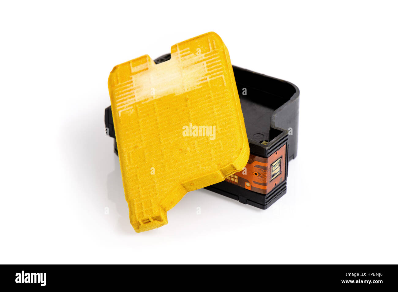 closeup yellow spong inside the ink cartridge Stock Photo - Alamy