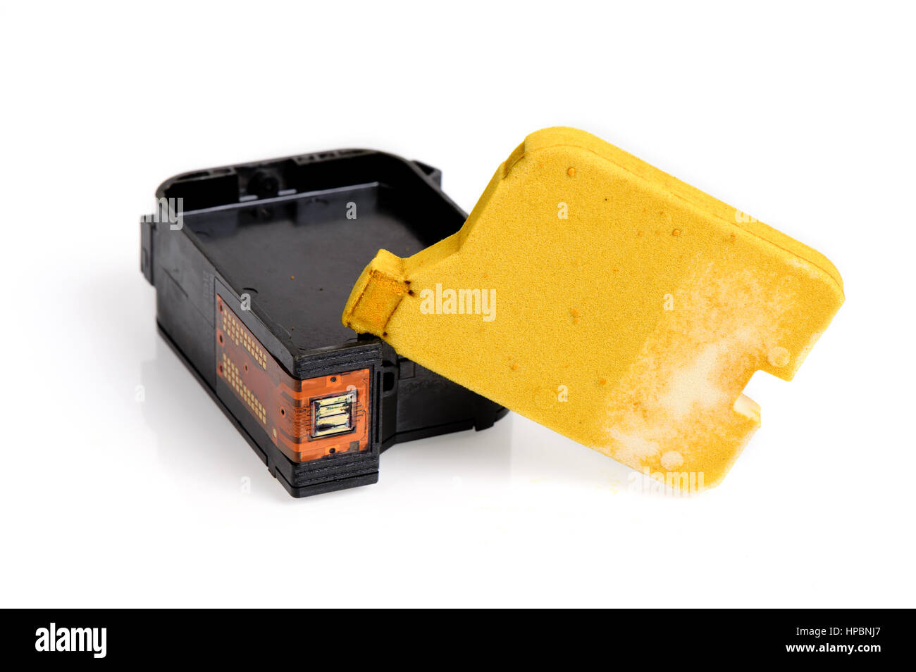 closeup yellow spong inside the ink cartridge Stock Photo - Alamy