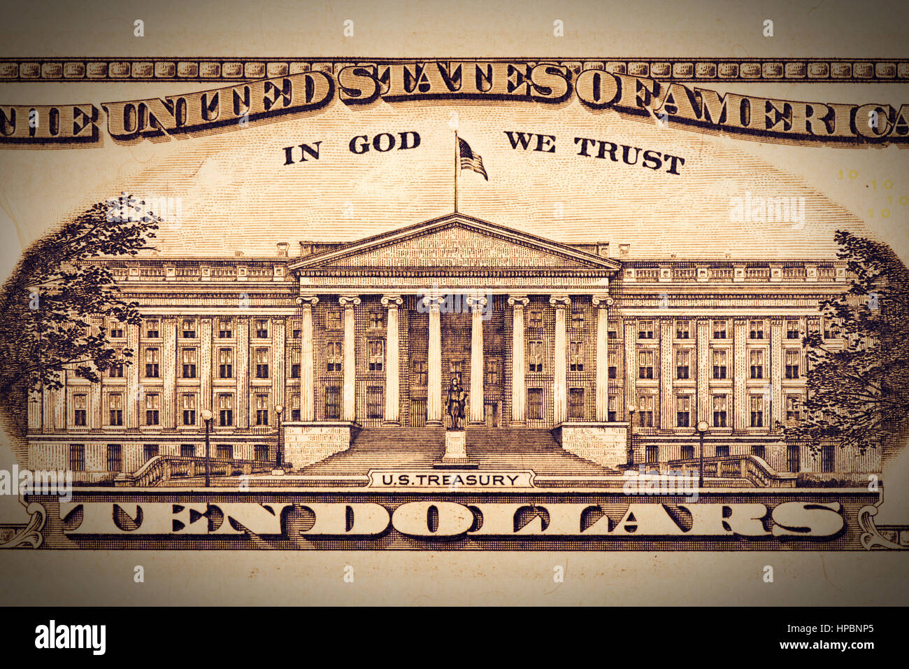 closeup back side of US $100 with U.S.Treasury Stock Photo - Alamy