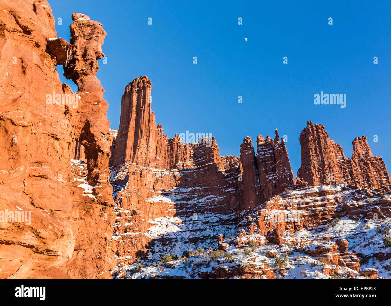 The Titan Tower and jug handle arches, part of the Fisher Towers rock ...