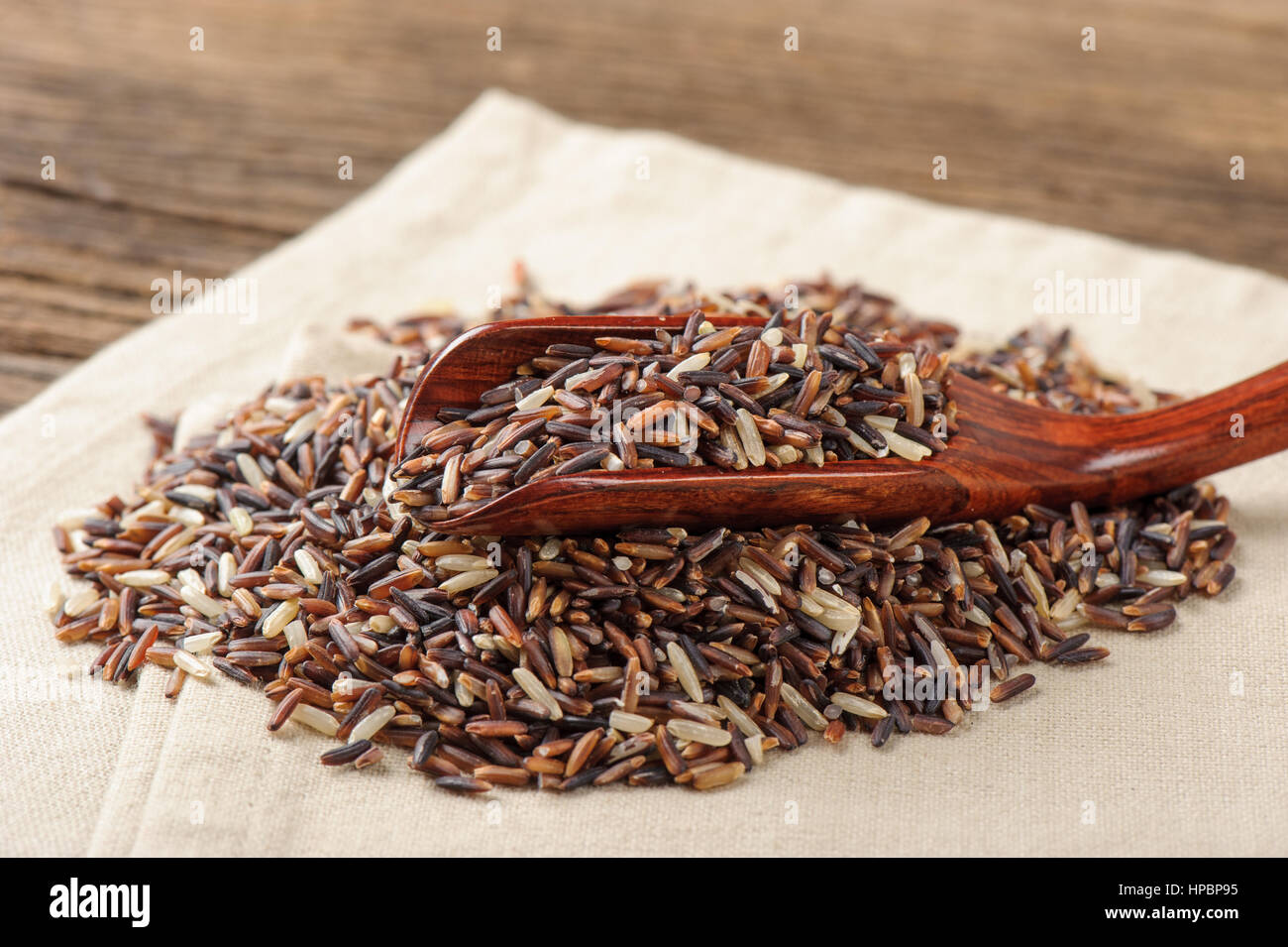 closeup details of Thai rice berry, rice berry is a cross-bred unmilled ...
