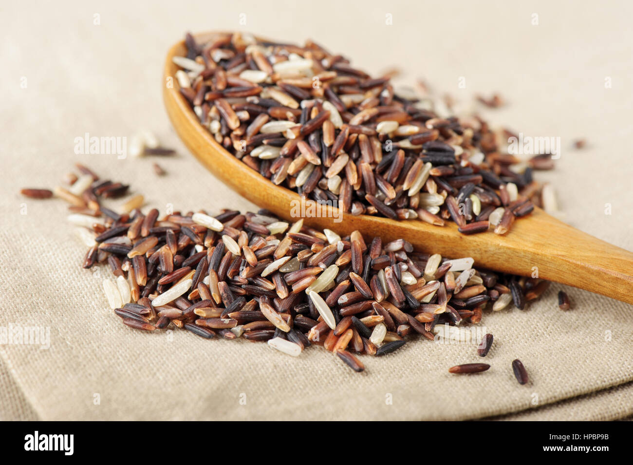 closeup details of Thai rice berry, rice berry is a cross-bred unmilled ...